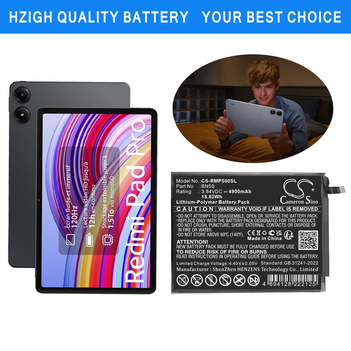 Redmi Pad Pro 4900mAh Tablet Replacement Battery: BatteryClerk.ca Tablet