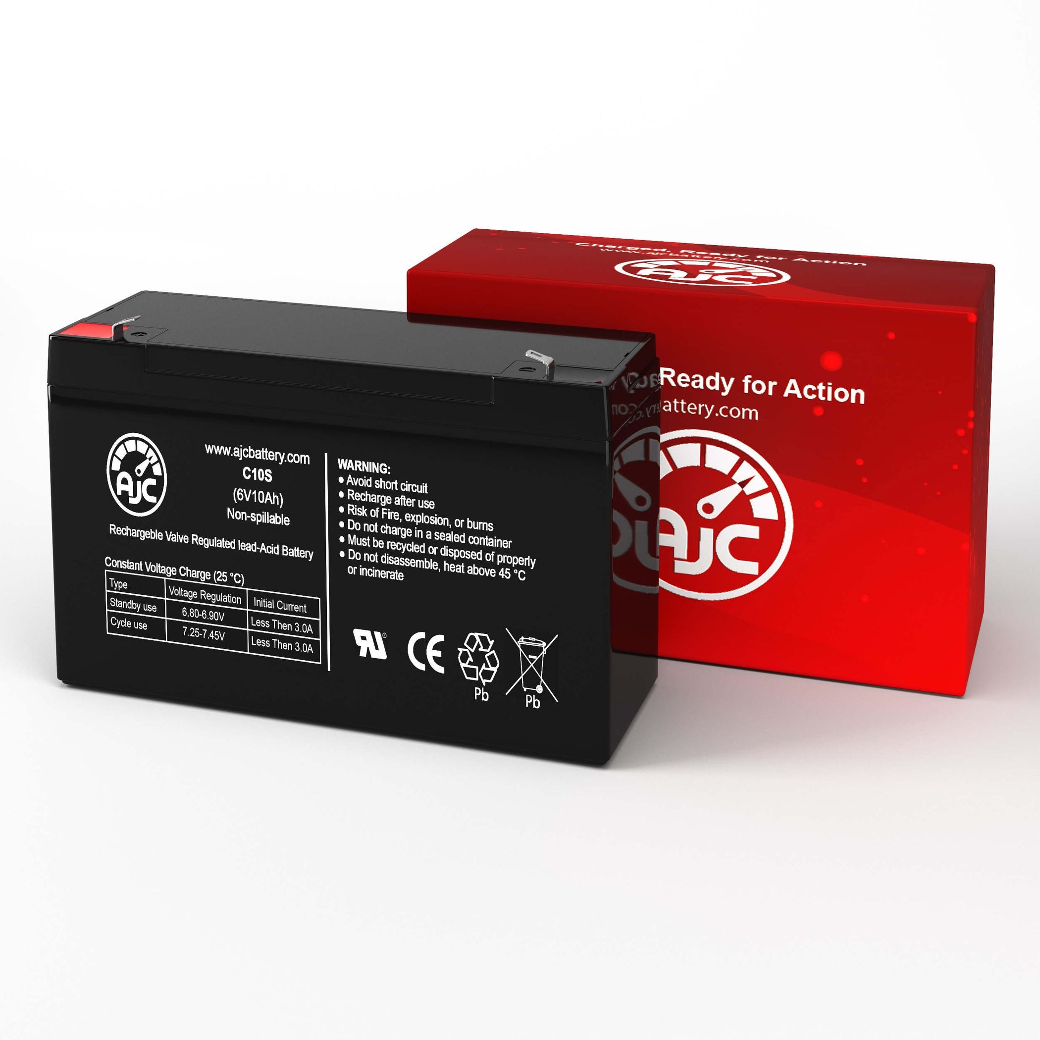 AJC 6V 10Ah Sealed Lead Acid - AGM - VRLA Battery: BatteryClerk.com Sealed Lead Acid