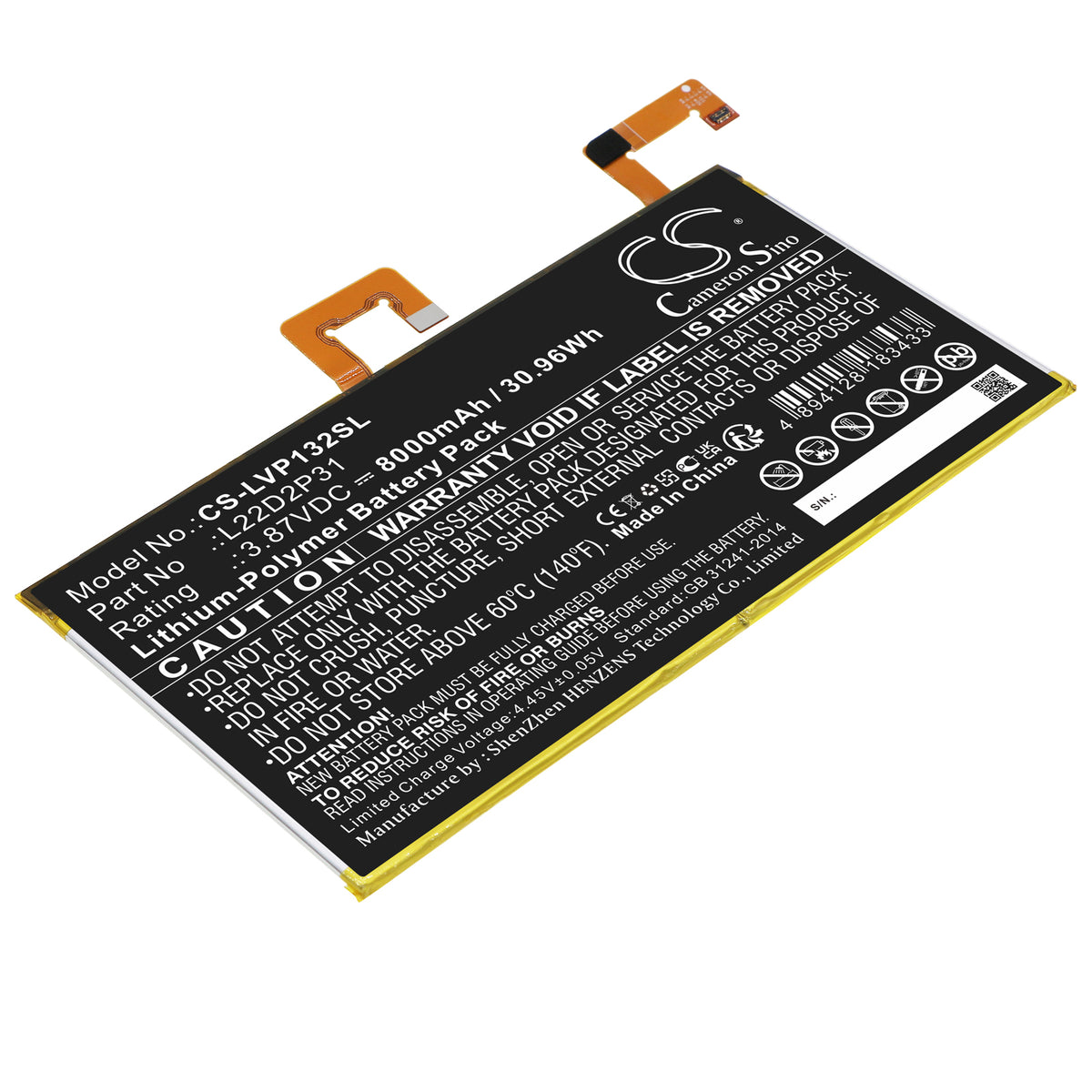 Lenovo Tab P11 Pro,TB-J706,TB132F Tablet Replacement Battery ...