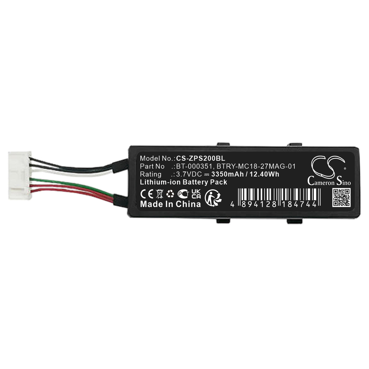 Zebra PS20 PS20J Barcode Replacement Battery: BatteryClerk.com
