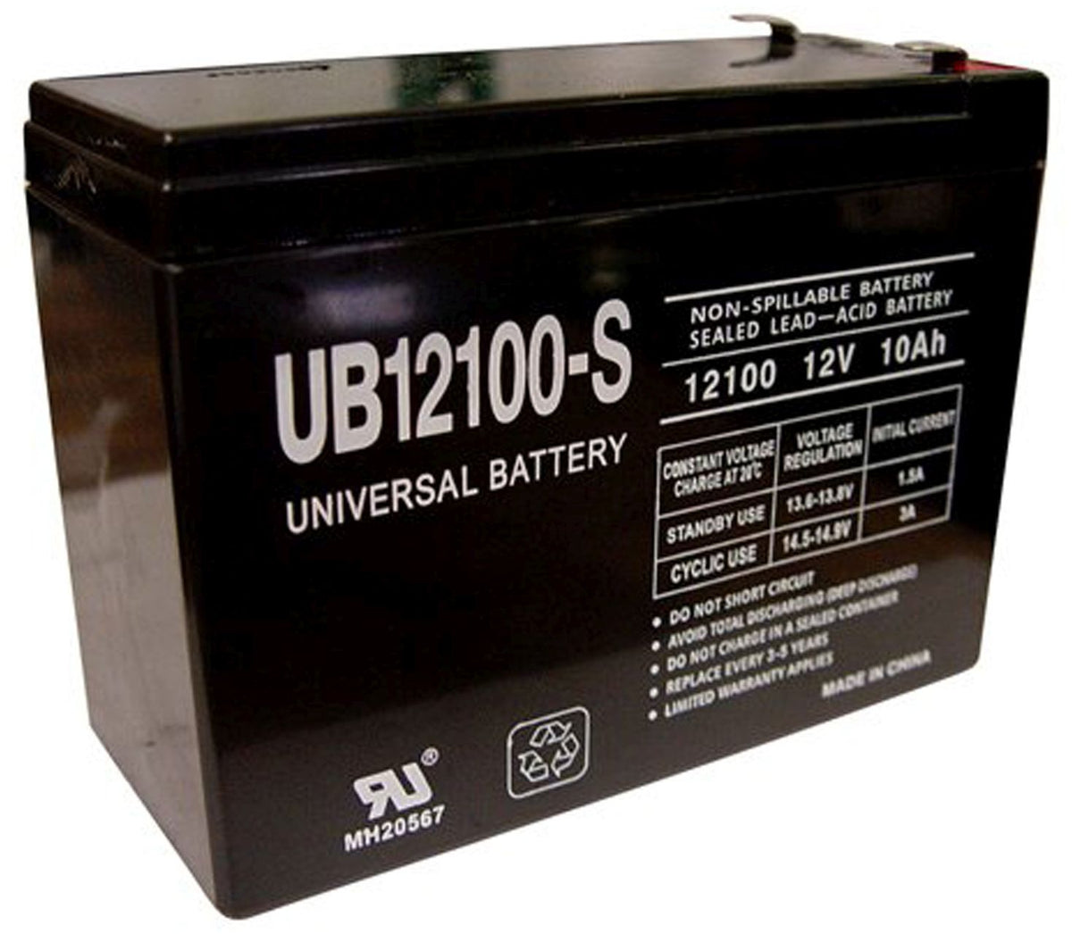 Electric Mobility UL 370 12V 10Ah Wheelchair Replacement Battery ...